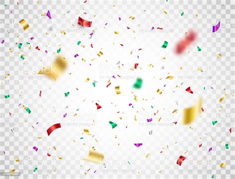 투명 한 배경에 떨어지는 다채로운 색종이 반짝이는 축제 색종이와 틴 셀 밝은 파티 배경입니다 웹 배너 포스터 전단지 초대장에 대 한 휴일 디자인 요소입니다 벡터 일러스트