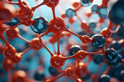 3d Illustration Of A Complex Molecular Structure In Red And Blue Tones