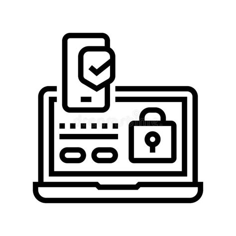 Two Step Authentication Line Icon Vector Illustration Stock Vector