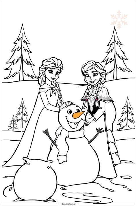 艾莎公主在冰湖上 填色頁（免費 Pdfandpng 可列印）