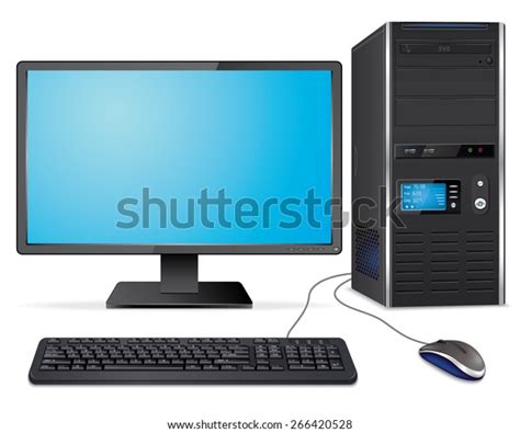 Realistic Computer Case Monitorkeyboard Mouse Stock Illustration 266420528
