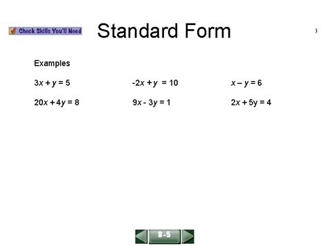 Algebra 1 Lesson 6 3 Standard Form Examples
