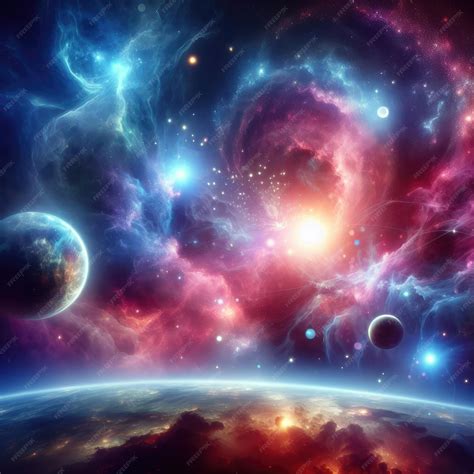 Starry Nebula With Planets In Abstract Space Premium Ai Generated Image