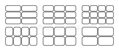 Set Of Rectangle Shapes Divided Into Equal Parts Isolated On White