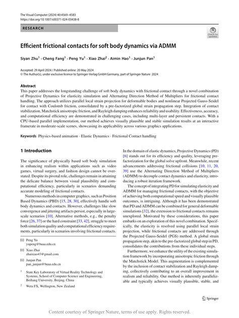 efficient frictional contacts for soft body dynamics via admm request pdf
