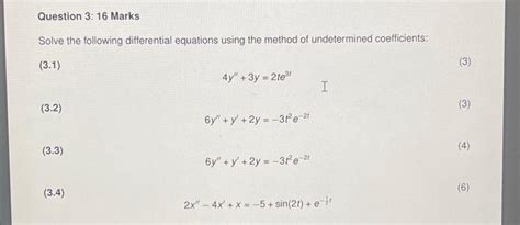 Solved Solve The Following Differential Equations Using The
