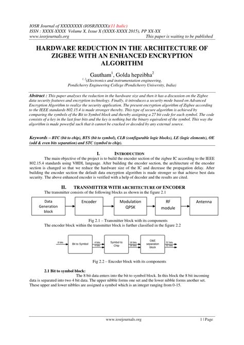 Pdf Hardware Reduction In The Architecture Of Zigbee With An Enhanced Encryption Algorithm
