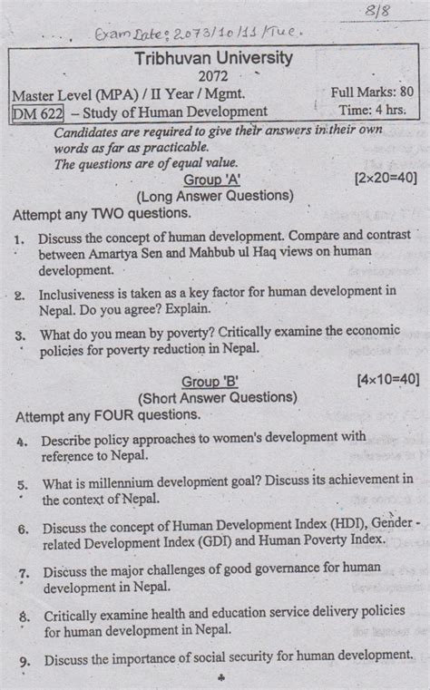 Master In Public Administration Mpa 2nd Year 2072 Questions