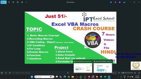 Excel Vba Macros Crash Course Just 51 In Hindi 7 Hours Duration