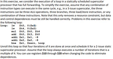 In This Exercise We Consider The Execution Of A Loop