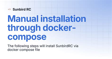 Manual Installation Through Docker Compose Sunbird Rc
