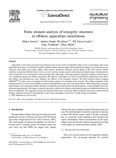 pdf finite element analysis of tensegrity structures in offshore