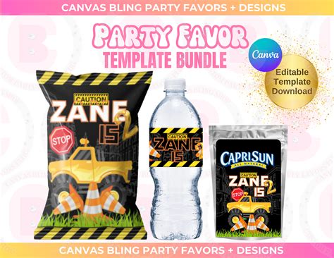 Caution Birthday Template Editable Canvas Bling