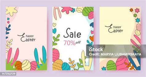 배너 인사말 카드 포스터 휴일 표지의 행복한 부활절 세트 휴일 판매 미니멀리스트 현대 미술 스타일 벡터 가리기에 대한 스톡 벡터 아트 및 기타 이미지 Istock