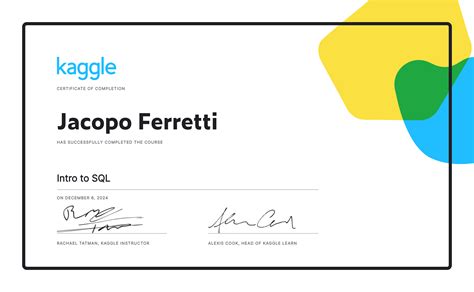 Jacopo Ferretti completed the Intro to SQL course on Kaggle!