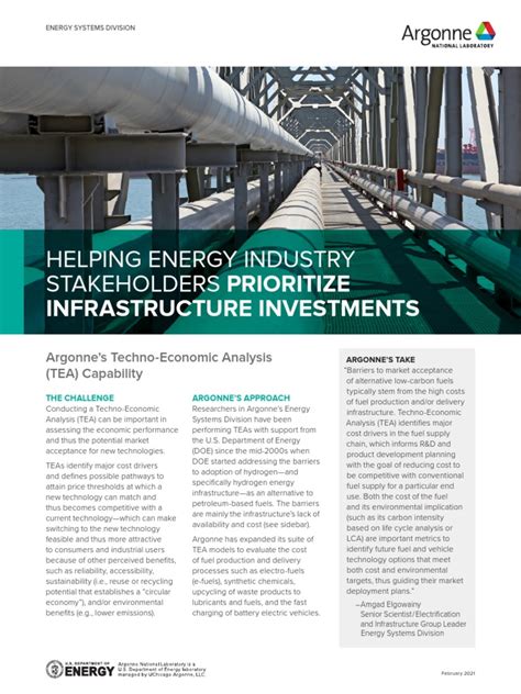 Techno Economic Analysis Factsheet Anl Pdf Life Cycle Assessment