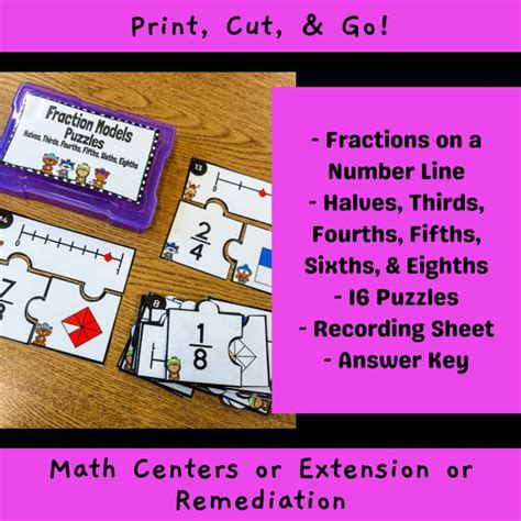 Fraction Models Math Centers Hands On Fraction Task Cards 3rd Grade