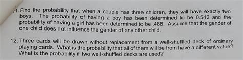 Solved Find The Probability That When A Couple Has Three Chegg Com