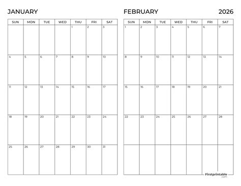 2026 Two Month Calendars Free Pdf Printables