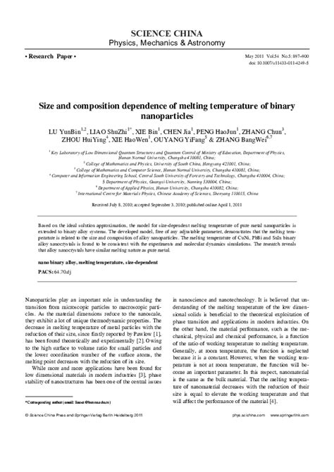 pdf size and composition dependence of melting temperature of binary