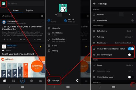 how to view nsfw pages and posts on reddit app and website