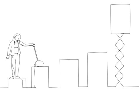 Premium Vector Drawing Of Smart Businesswoman Control Switch To Move