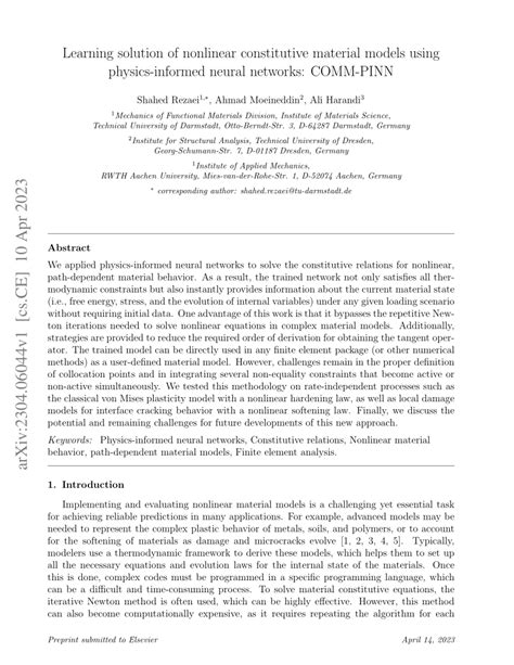 Pdf Learning Solution Of Nonlinear Constitutive Material Models Using
