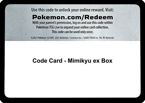 Code Card Mimikyu Ex Box Miscellaneous Cards And Products Pokemon