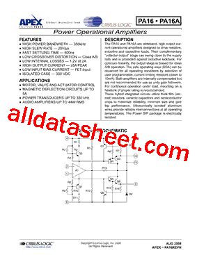 PA16 Datasheet PDF Cirrus Logic