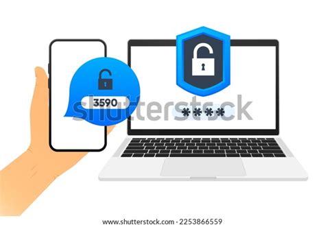 Two Steps Authentication Verification Code Message Stock Vector