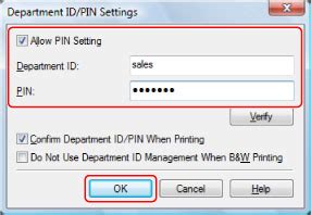 Setting The Department ID Management On The Printer Driver
