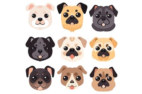 Premium Vector Cute Dogs Avatars Set Flat Vector Illustration