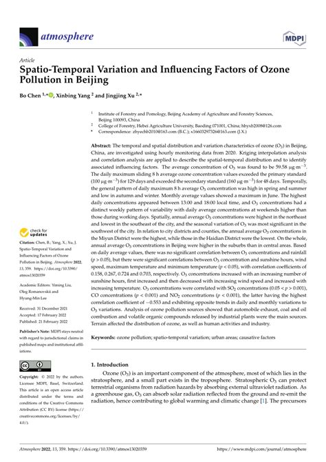 pdf spatio temporal variation and influencing factors of ozone