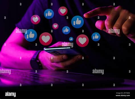 Man Scrolling Through Social Network And Consumed By Social Medias