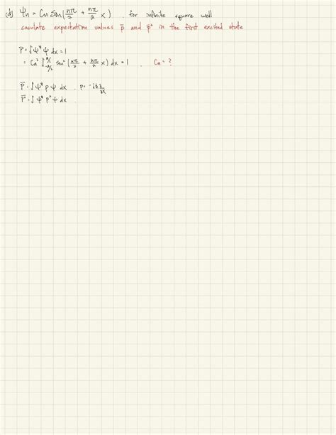 Solved Using The Results ψn Cnsin Nπ Anπx Calculate The