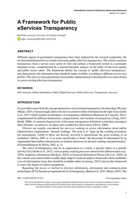 Pdf A Framework For Public Eservices Transparency