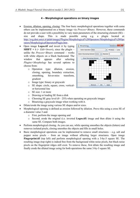 4 â Morphological Operations On Binary Images â ¢ Erosion Dilation