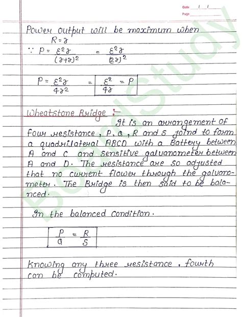 Ncert Class 12 Physics Chapter 3 Current Electricity Notes Handwritten