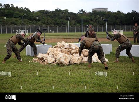 Camp Hansen Okinawa Japan Brig Marines Simulate Hard Labor During A