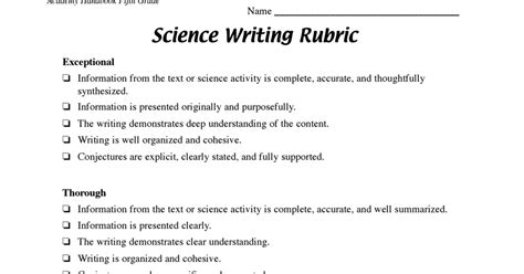 Science Writing Rubric Pdf Google Drive