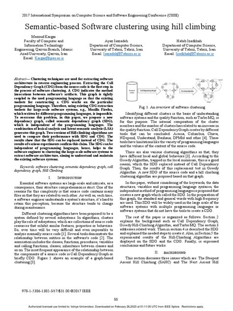 semantic based software clustering using hill climbing pdf computer