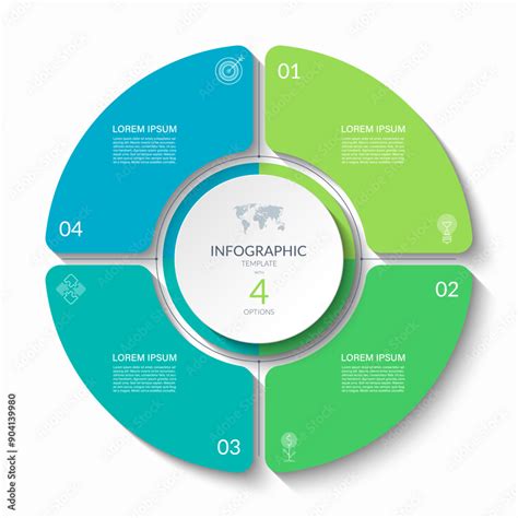 Infographic Circular Vector Template With 4 Options Parts 4 Step