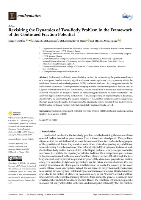 Pdf Revisiting The Dynamics Of Two Body Problem In The Framework Of
