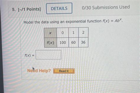 Solved Model The Data Using An Exponential Function