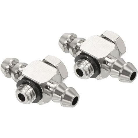 Tuyau Barbillon Raccord Coude 5mm Barbelés M5x08 Mâle Filetage 2 Paquet Electroplaqué Cuivre