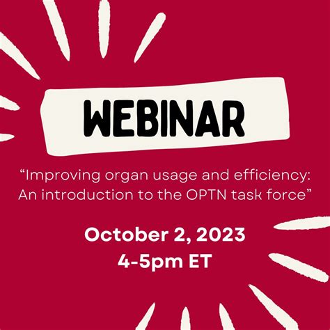 Asts Members The Optn Task Force Is Holding A Virtual Town Hall Meeting On October 2 2023 From