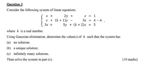 Solved Consider The Following System Of Linear Equations