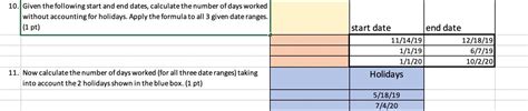 Solved 10 Given The Following Start And End Dates