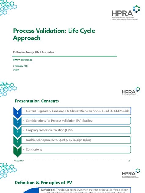 Process Validation Life Cycle Approach Catherine Neary Gmp Inspector