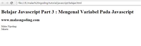 Belajar Javascript Part 3 Mengenal Variabel Pada Javascript